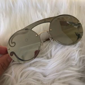 Prada | Accessories | Authentic Prada Gray Gold Round Mirror Sunglasses ...